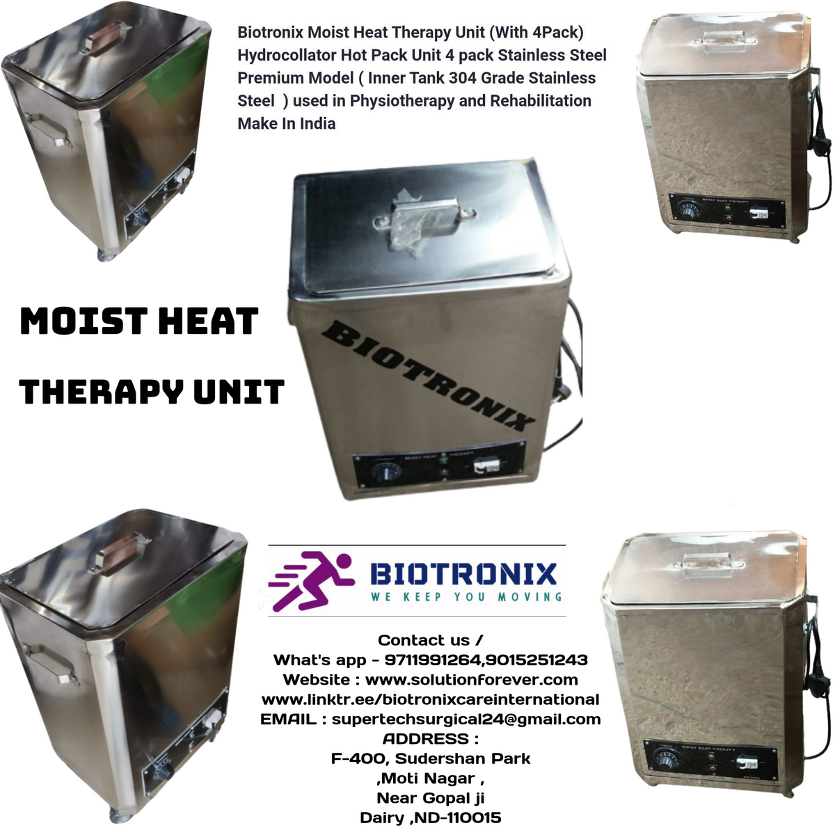 Biotronix Moist Heat Therapy Unit (With 4Pack) Hydrocollator Hot Pack ...